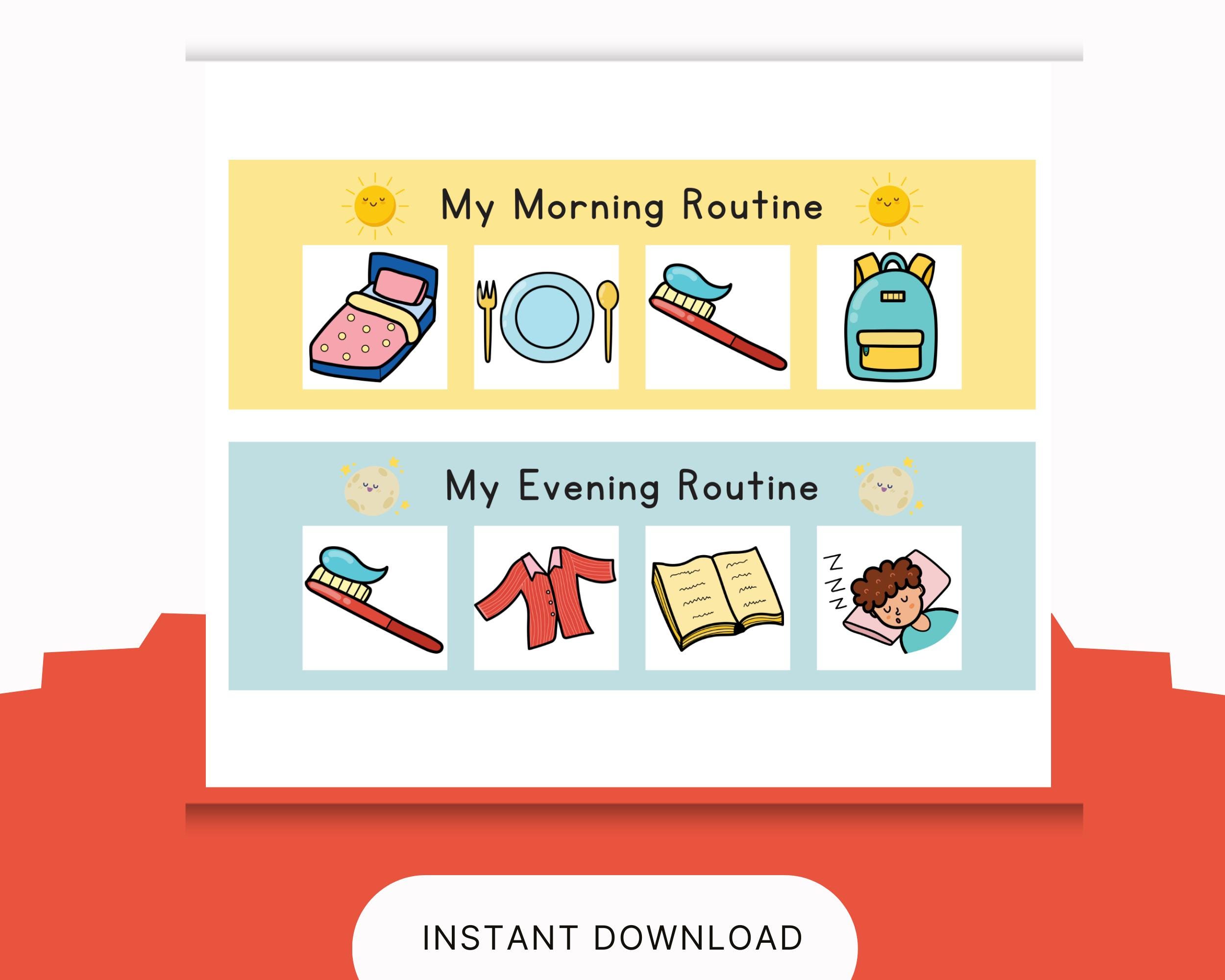 Kids Visual Schedule, Daily Routine Cards, Bedtime Routine, Morning ...