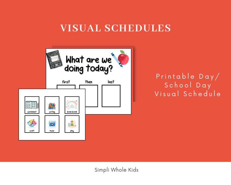 Kids Visual Schedule: First, Then, Last - School Day Routine (digital ...