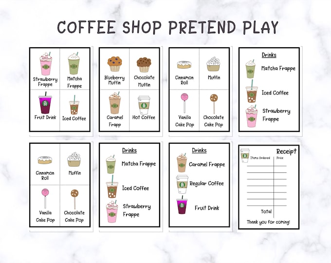 Pretend Play Printables, Coffee Shop Printables, Digital Download - Etsy UK