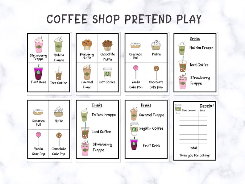 Whimsical Coffee Shop Pretend Play Set - Instant Download - Etsy