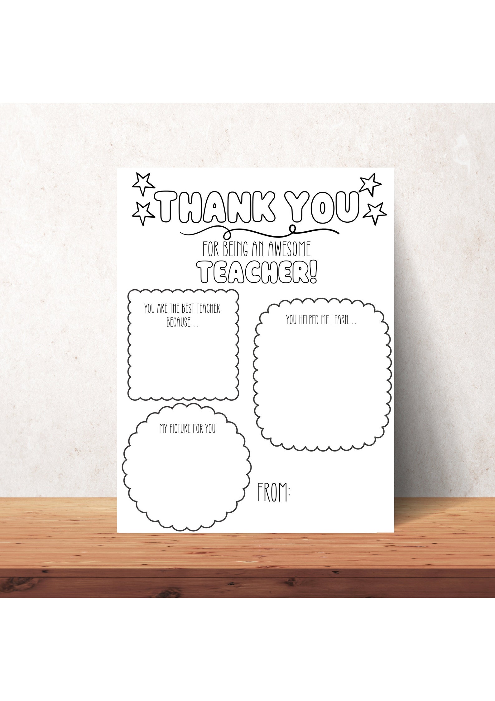 All About My Teacher, Downloadable Teacher Gift, Summer Teacher Gift ...