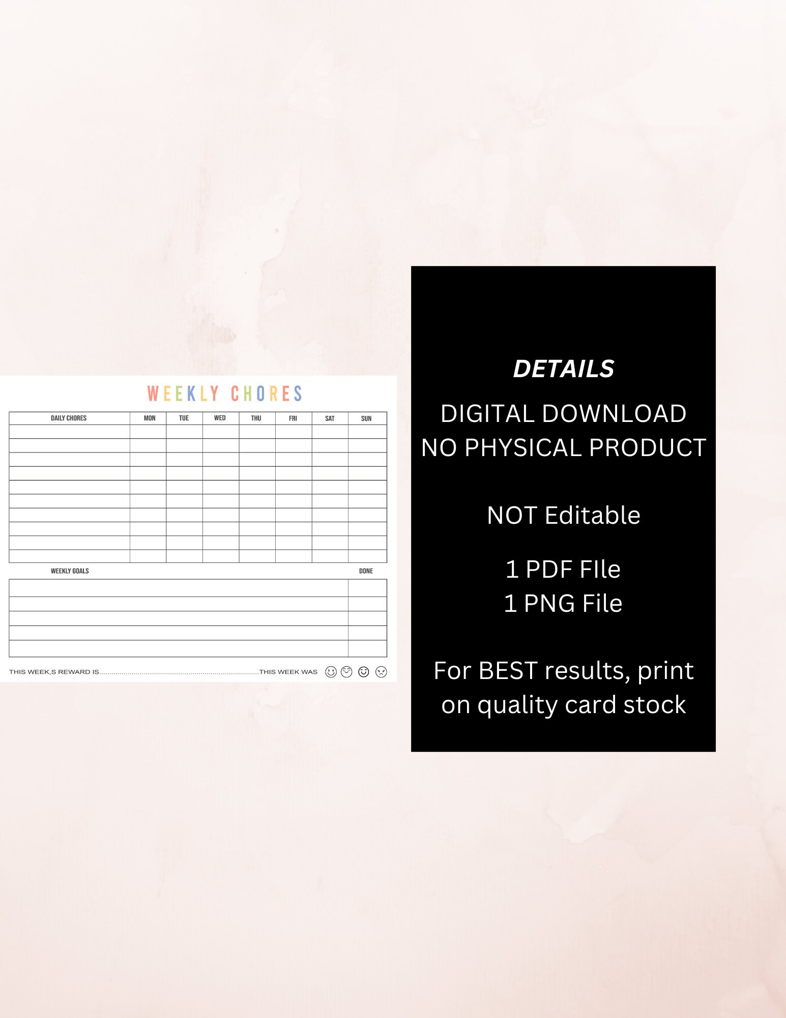 Kids Weekly Chore Chart: Printable Routine, Customizable (digital ...