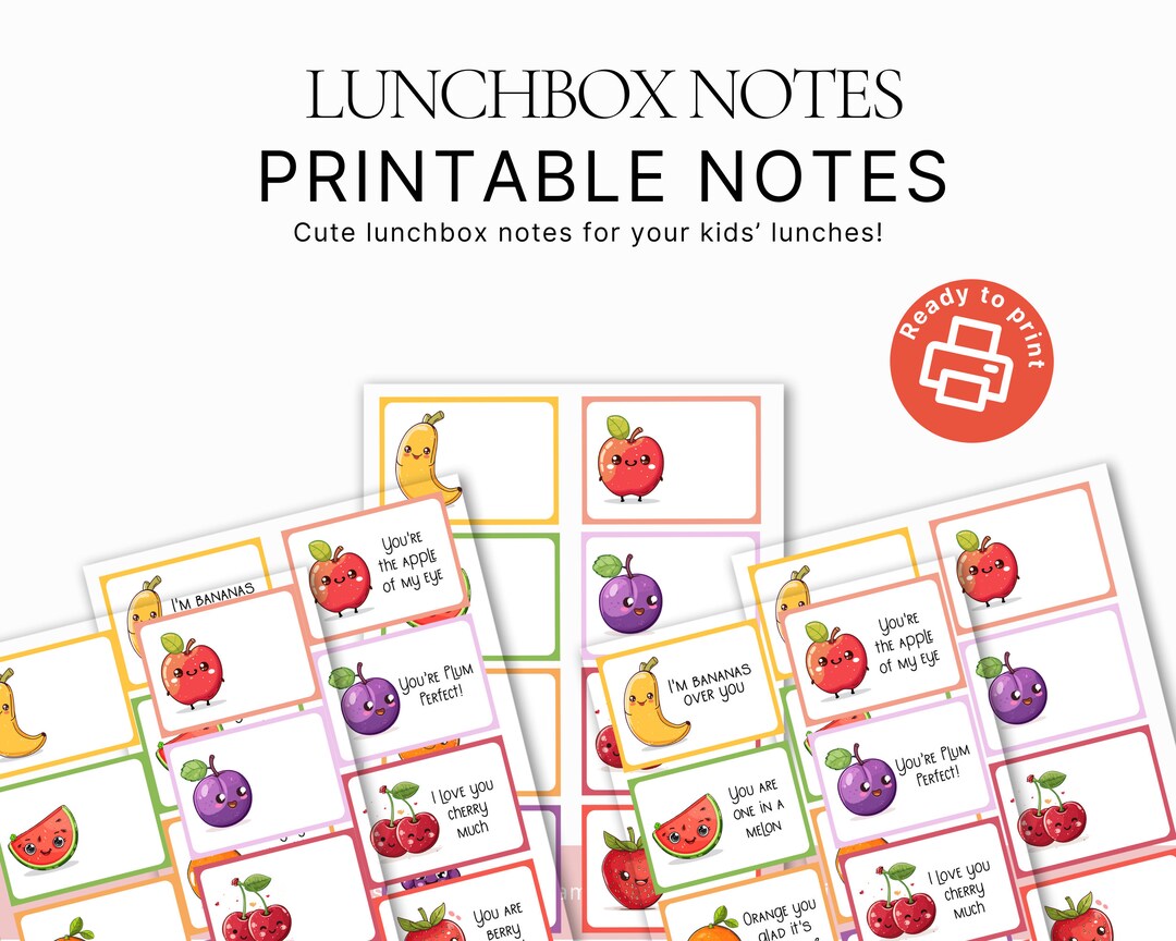 Printable Lunchbox Notes, Kids Lunchbox Notes, Digital Download ...
