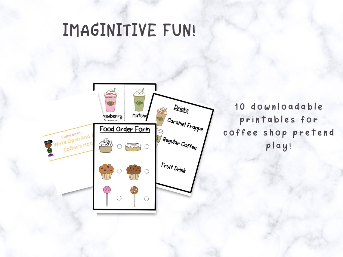 Whimsical Coffee Shop Pretend Play Set - Instant Download - Etsy
