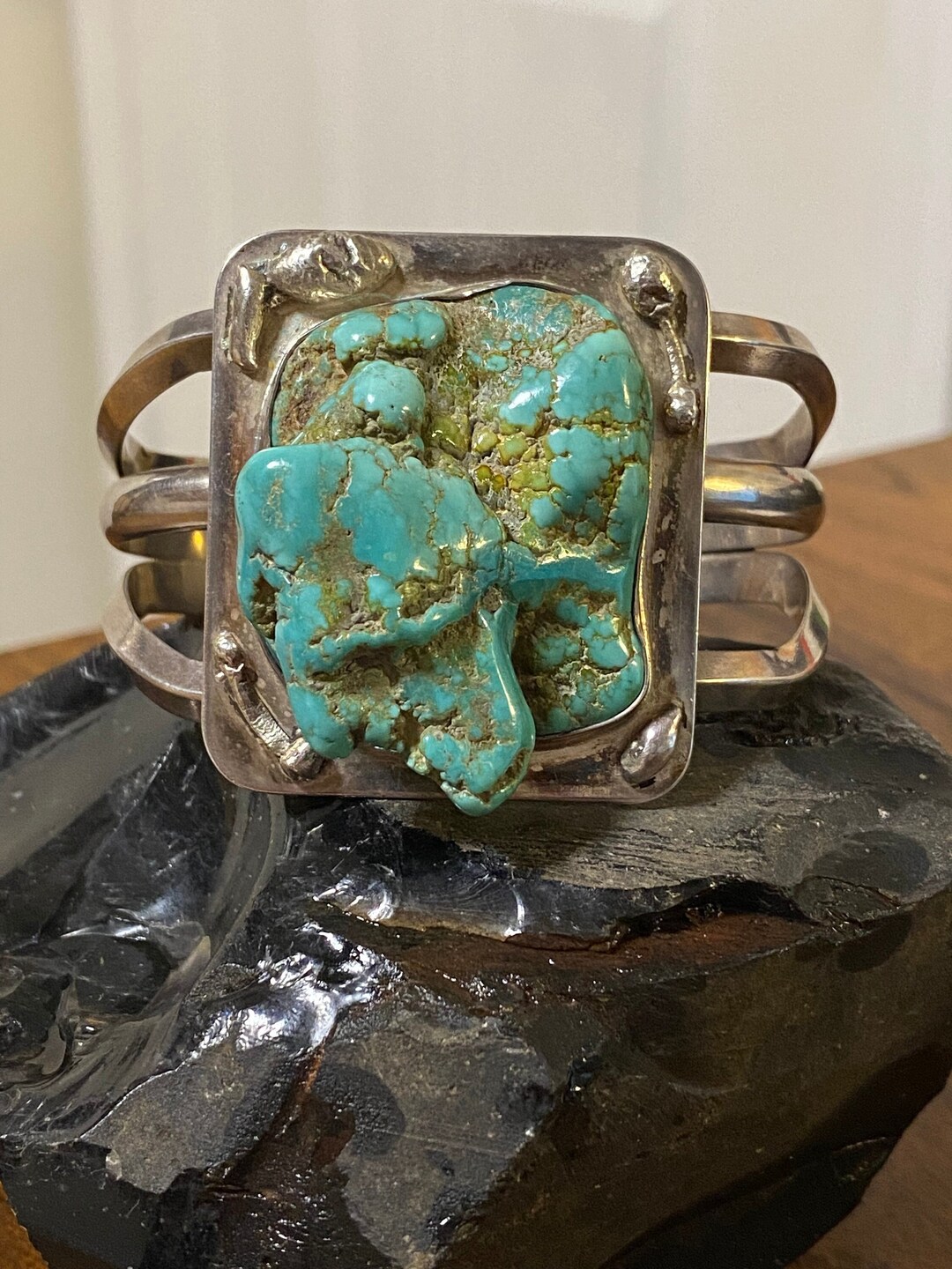 Vintage Fox Turquoise and Faustite Polished Nugget With Sterling Silver ...