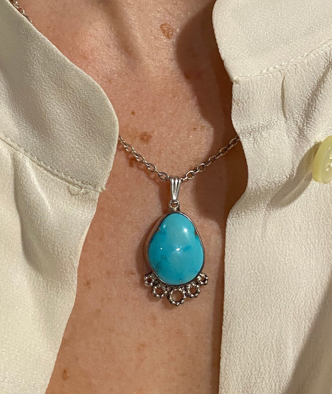 Vintage Royston "royal Blue" Turquoise and Sterling Silver Pendant - Etsy
