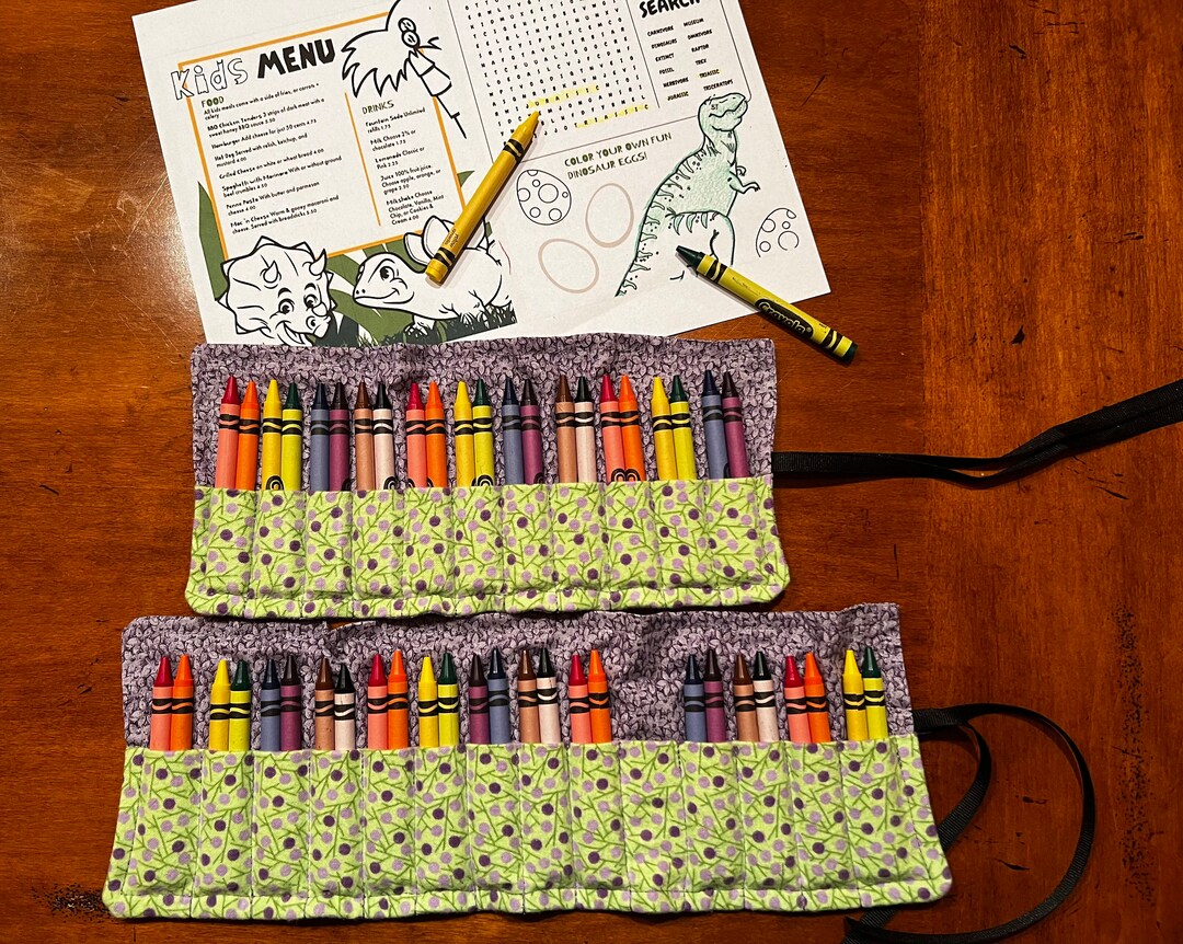 Hand Made Purple Floral Back to School Crayon Roll- 2 Sizes Offered - Etsy