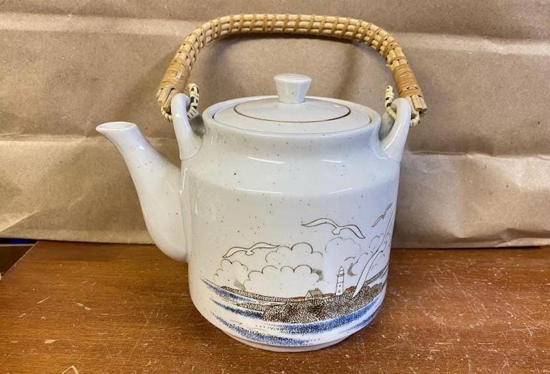 Japan Otagiri Teapot Lighthouse Seagulls Sailboats Seascape Water Scene ...