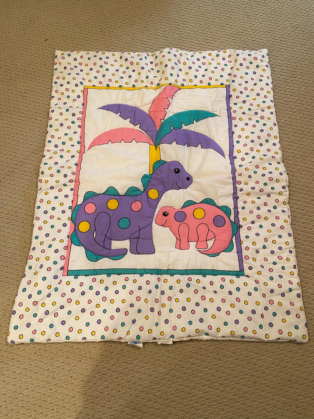 Vintage Cuddle Me Dinosaurs Baby Girl Crib Comforter Blanket 31x39 Made in USA - Etsy