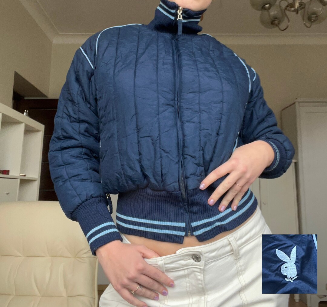 Playboy Y2k Blue Bomber Jacket Vintage - Etsy