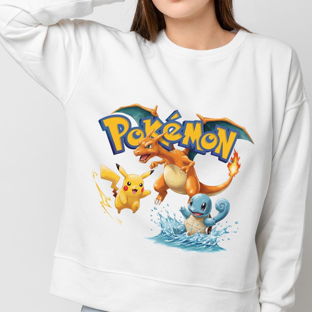 Pokemon Shirt Design, Pikachu, Squirtle and Charizard Png Pdf Svg ...