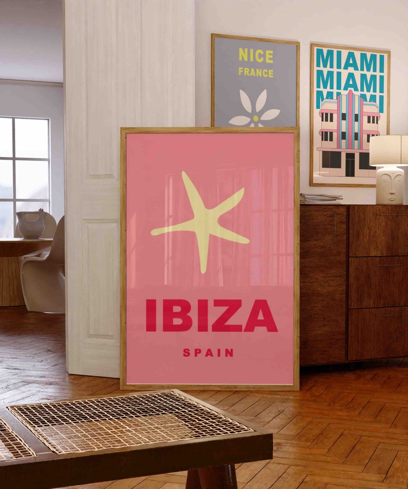 Ibiza Poster, Famous Places Poster, Preppy Travel Poster, Pastel Wall Art, Digital Download to ...