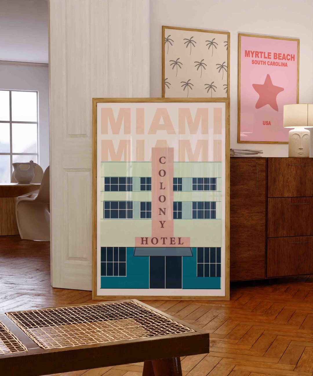 Colony Hotel Poster, Famous Places Poster, Preppy Travel Poster, Pastel ...