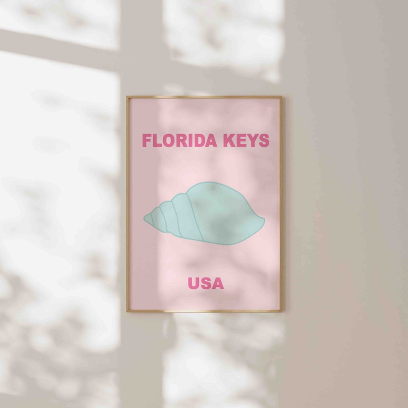 Florida Keys Poster, Famous Places Poster, Preppy Travel Poster, Pastel ...