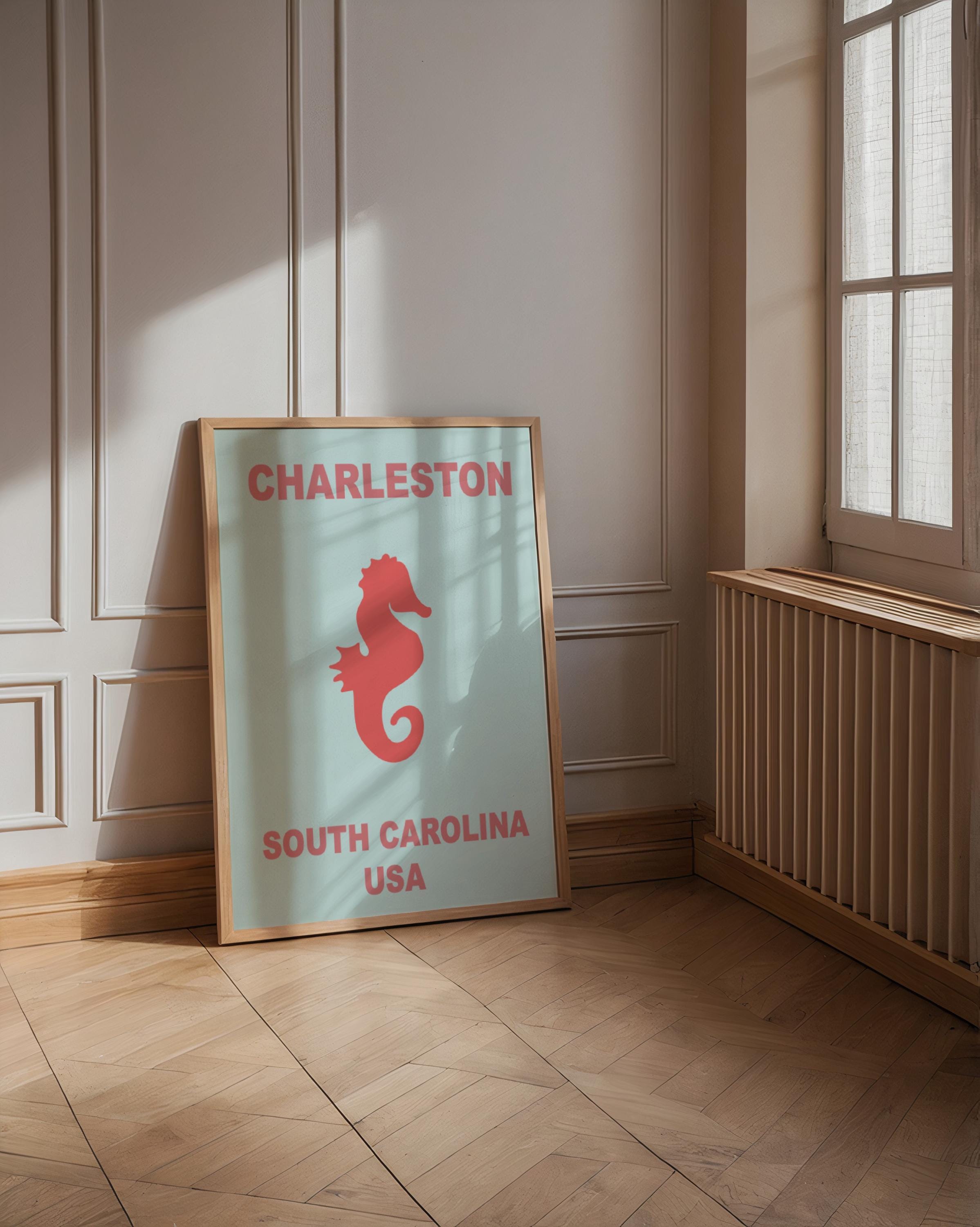 Charleston Poster, Famous Places Poster, Preppy Travel Poster, Pastel ...