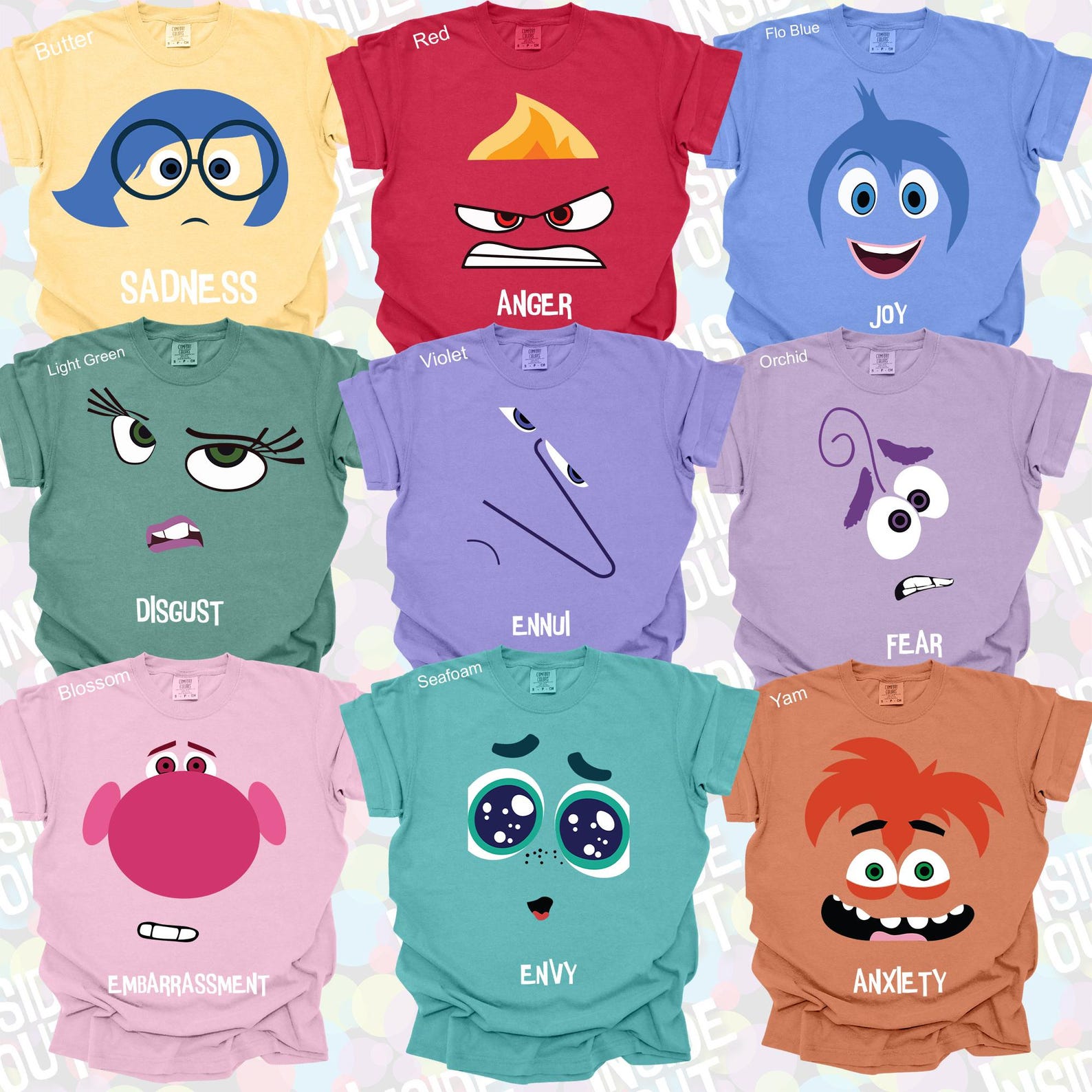 Inside Out Characters Shirt,inside Out 2 Shirt,inside Out Group ...