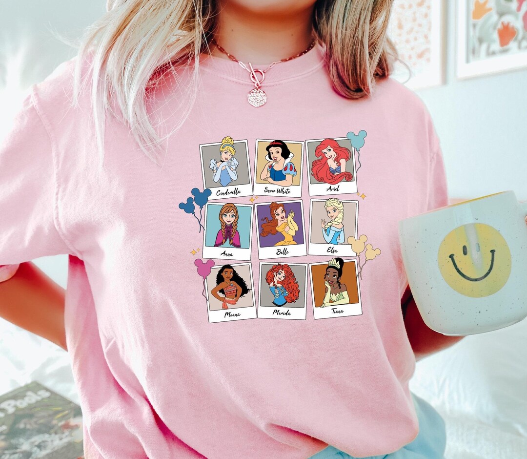 Disney Princess Shirt,belle Cinderella Elsa Ariel Rapunzel, Disney ...