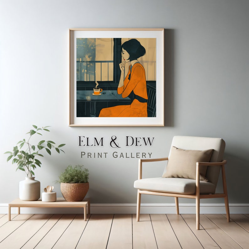 Printable Cafe Scene, Art Deco Style, Portrait Print, Modern Wall Art ...