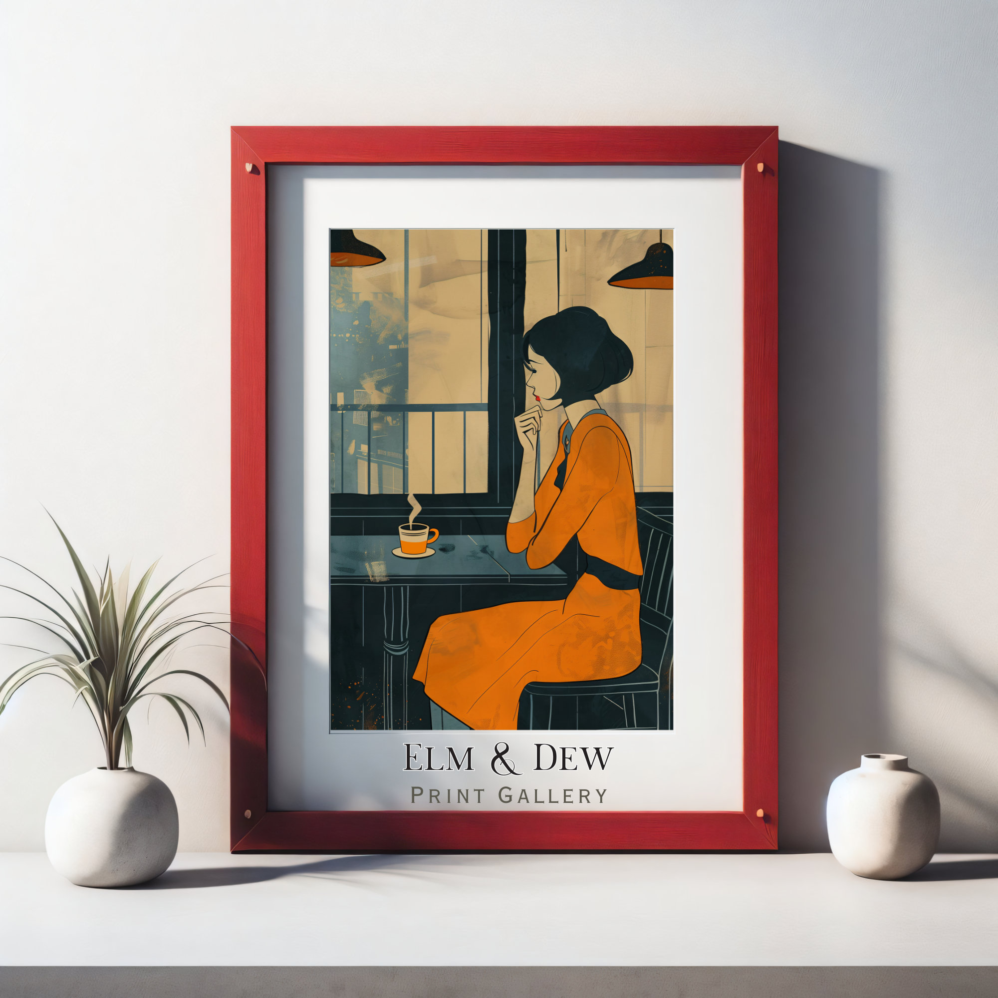 Printable Cafe Scene, Art Deco Style, Portrait Print, Modern Wall Art ...