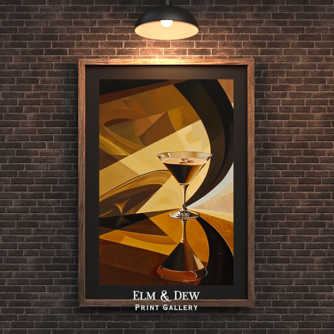 Retro Espresso Martini Art, Surrealist Painting, Bar Decor, Abstract ...