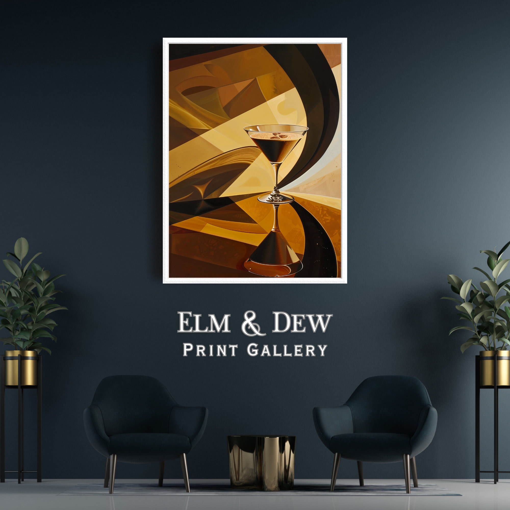 Retro Espresso Martini Art, Surrealist Painting, Bar Decor, Abstract ...
