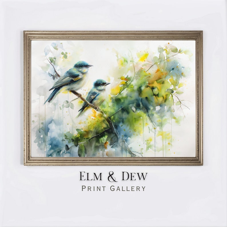 Watercolor Birds Painting, Nature Art, Bird Print, Soft Wall Art ...