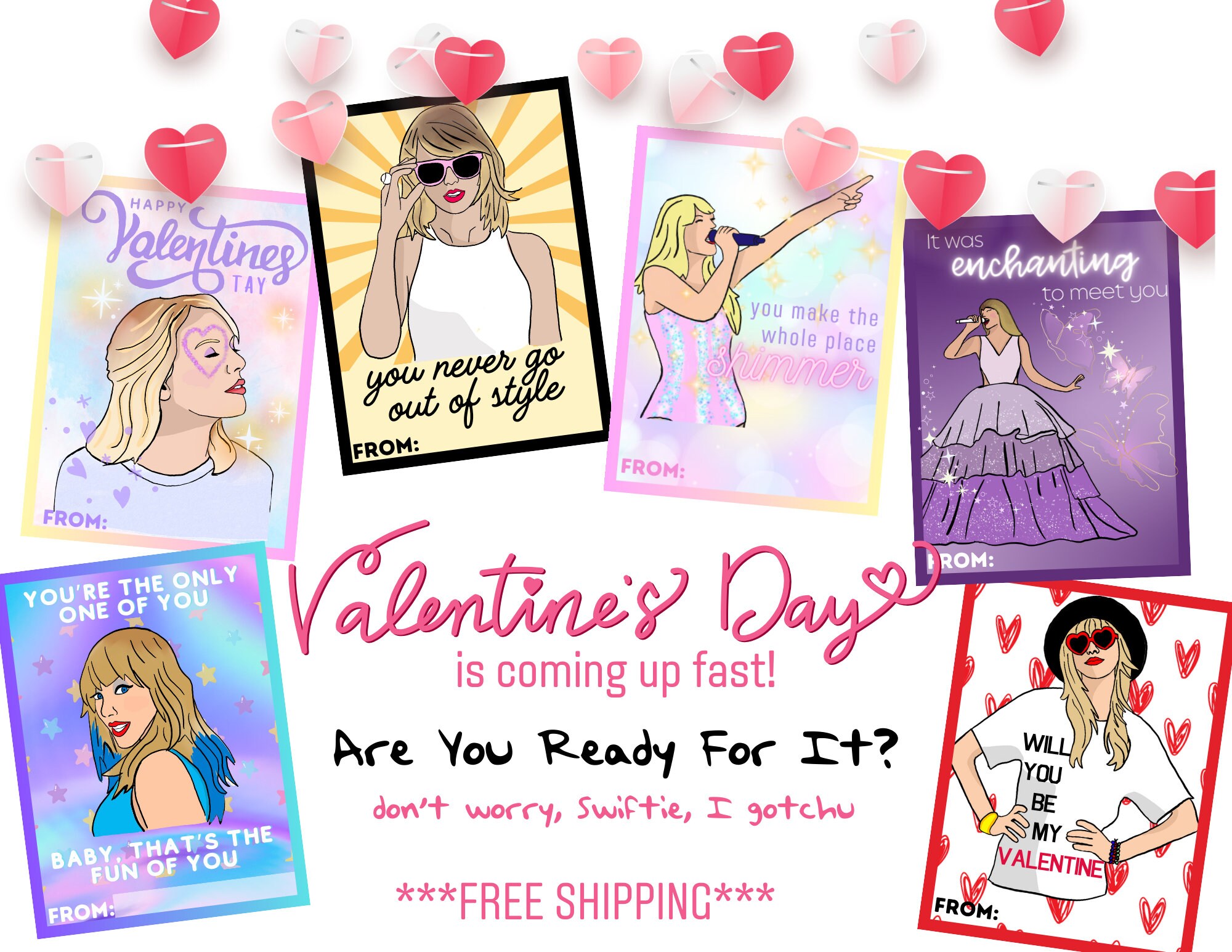 Taylor Swift Valentines Swiftie Valentines Classroom Valentines Swiftie ...