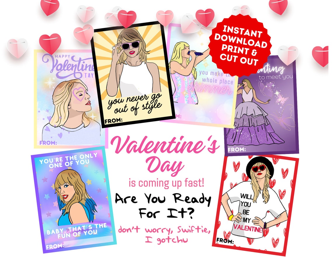 Swift PRINTABLE Valentines - Taylor Valentines DOWNLOAD - Tay Swift ...