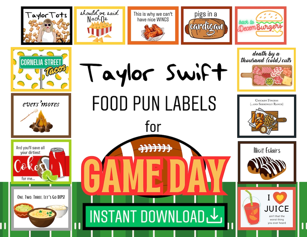 Taylor Swift Food Pun Labels Taylor Swift Bowl Foods Game Day Snacks ... Taylor Swift Food Pun Labels Taylor Swift Bowl Foods Game Day Snacks ...