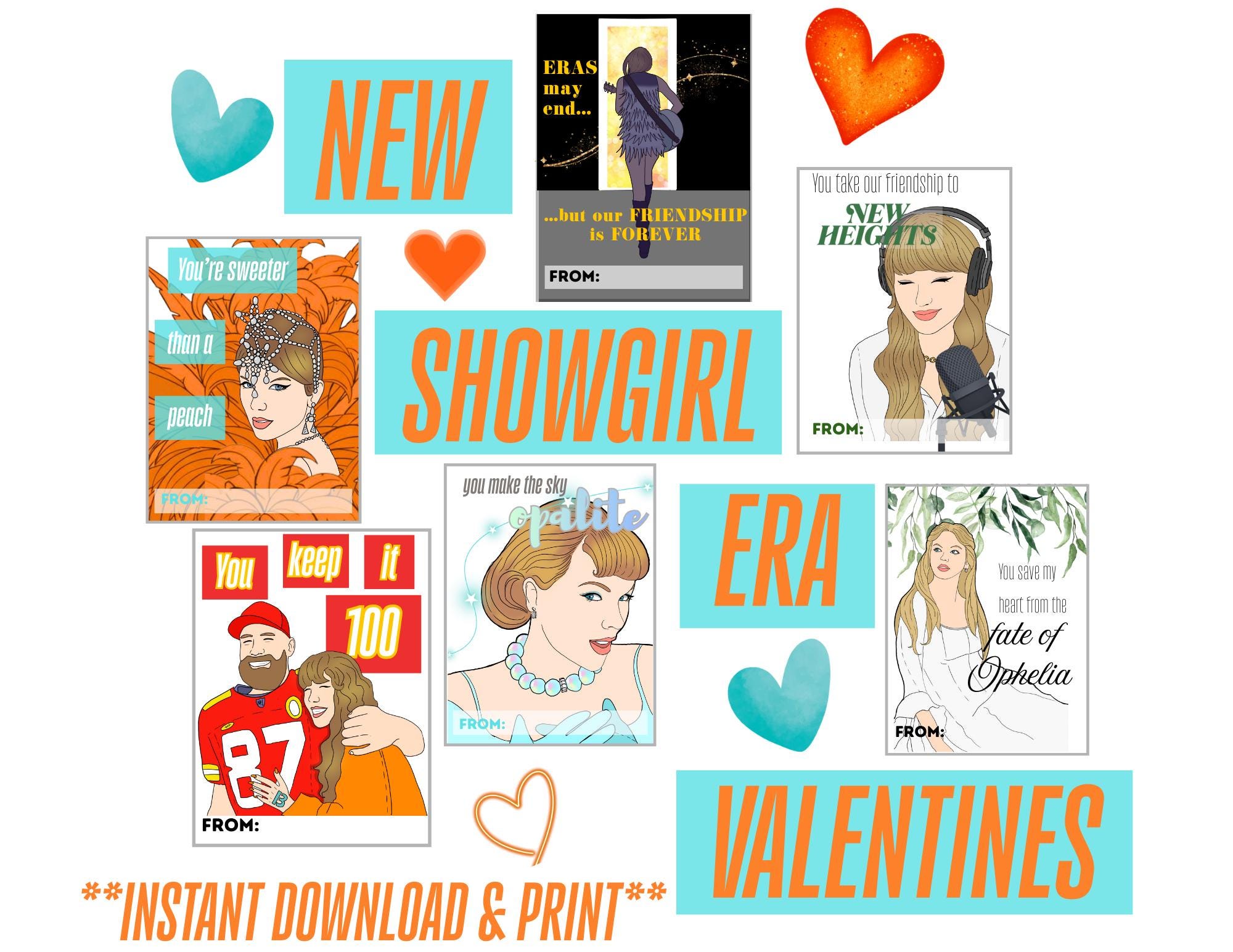 Swift PRINTABLE Valentines - Taylor Valentines DOWNLOAD - SHOWGIRL ...