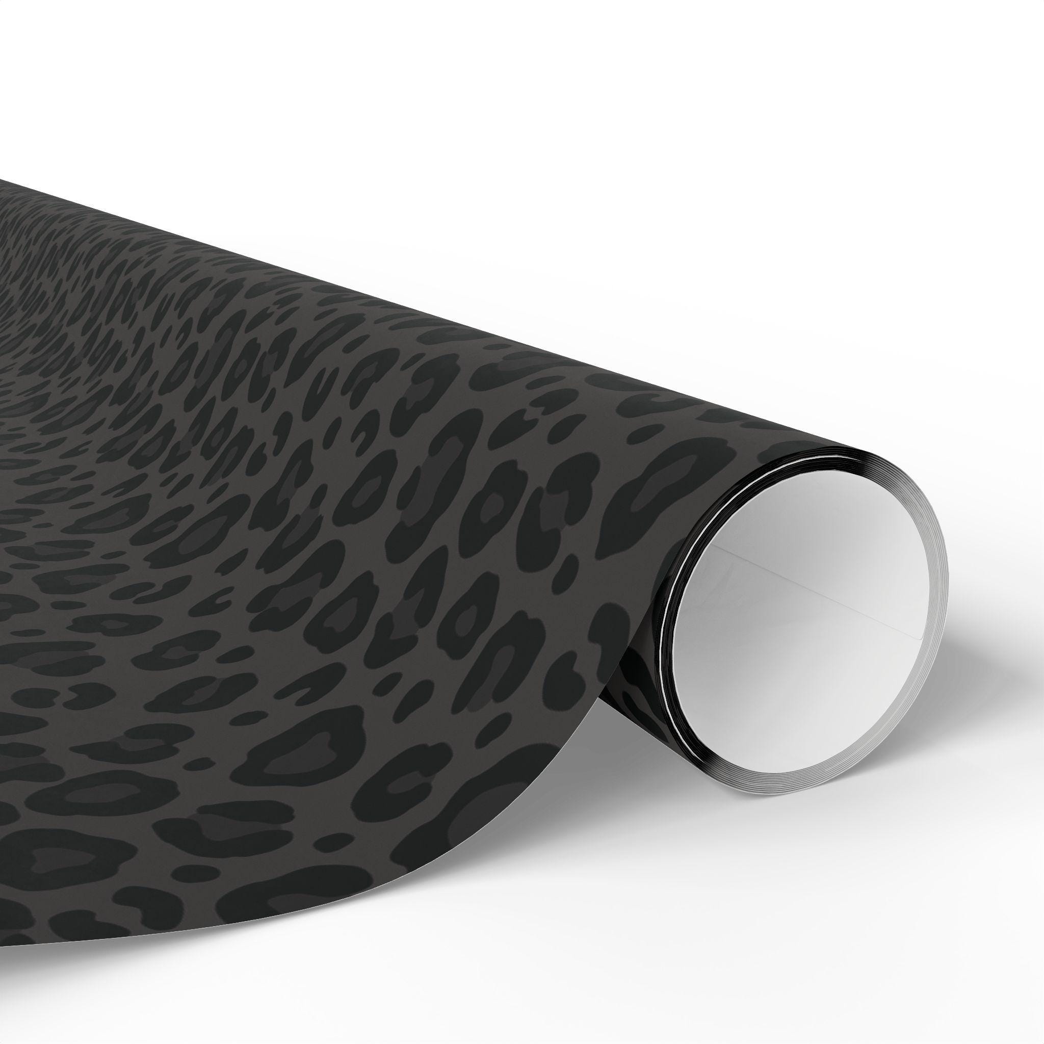 Black Leopard Print Wrapping Paper Roll, Black and Grey Animal Gift ...