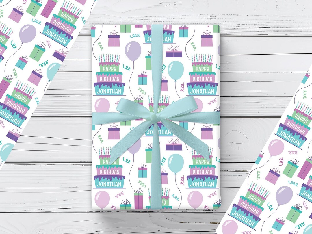 Personalized Birthday Wrapping Paper, Custom Name Birthday Gift Wrap ...