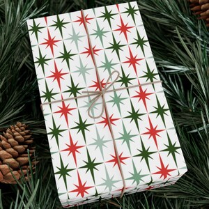 Christmas Star Wrapping Paper, Mid-century Modern Retro Gift Wrap ...