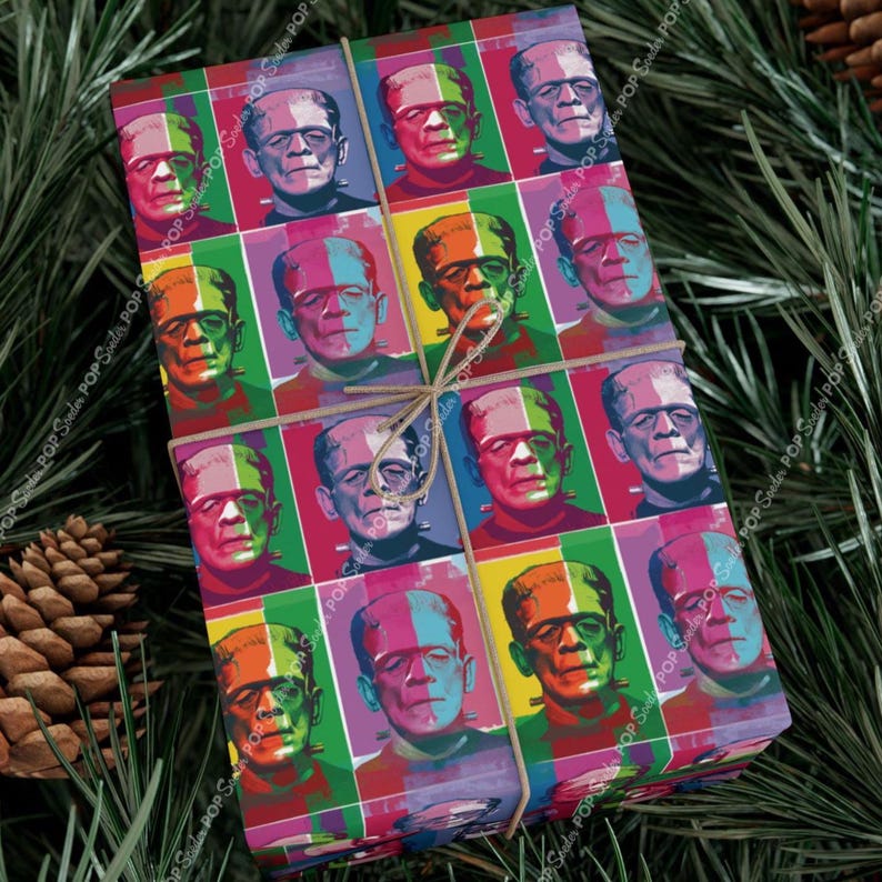 Frankenstein Wrapping Paper | Classic Monster Gift Wrap | Pop Art ...