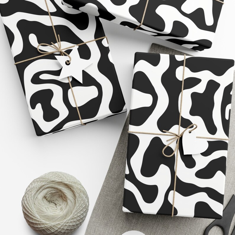 Black and White Abstract Wrapping Paper, Modern Minimalist Gift Wrap ...