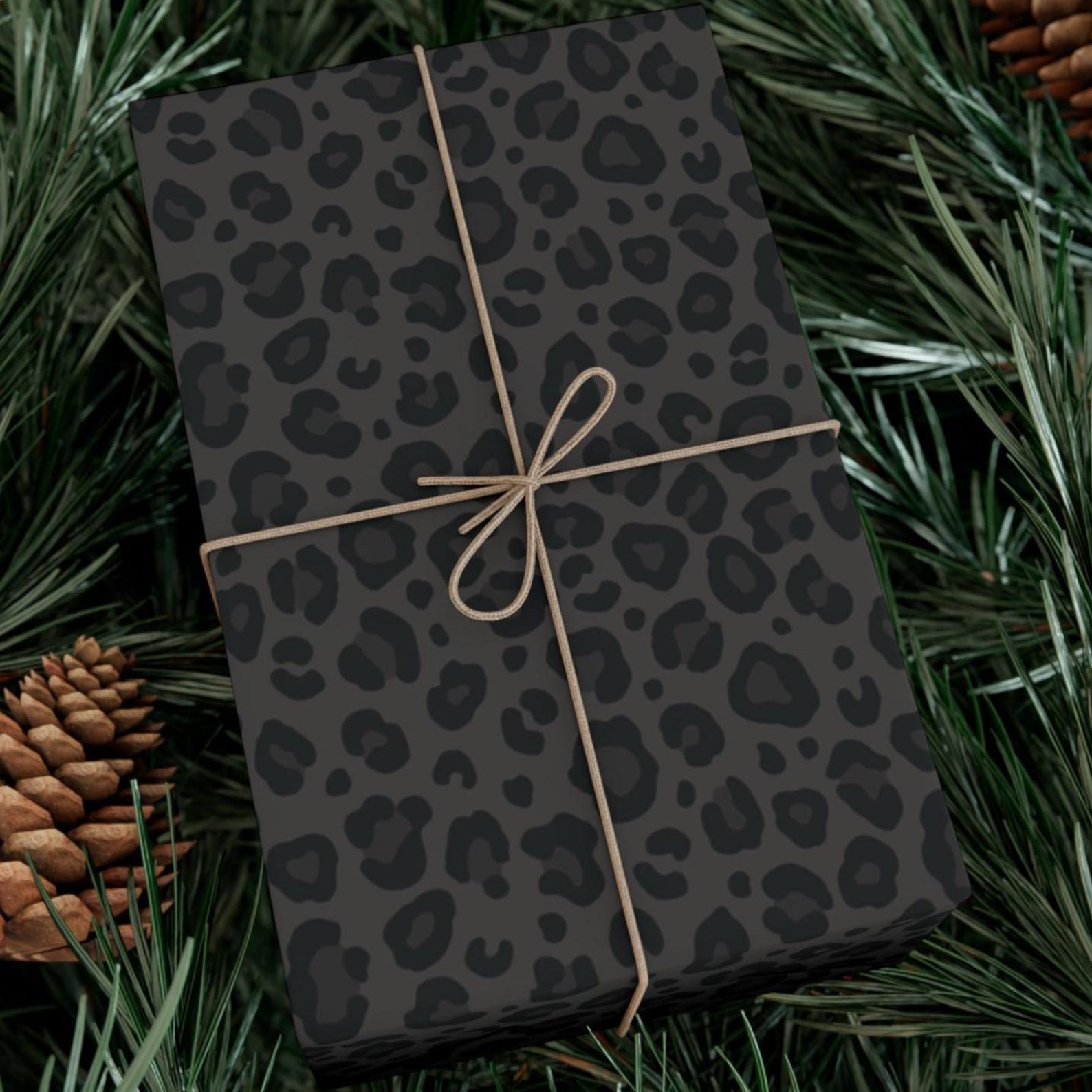 Black Leopard Print Wrapping Paper Roll, Black and Grey Animal Gift ...