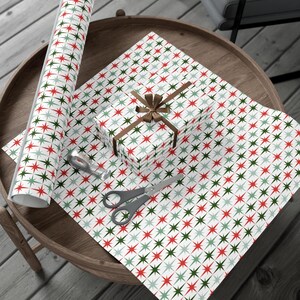 Christmas Star Wrapping Paper, Mid-century Modern Retro Gift Wrap ...