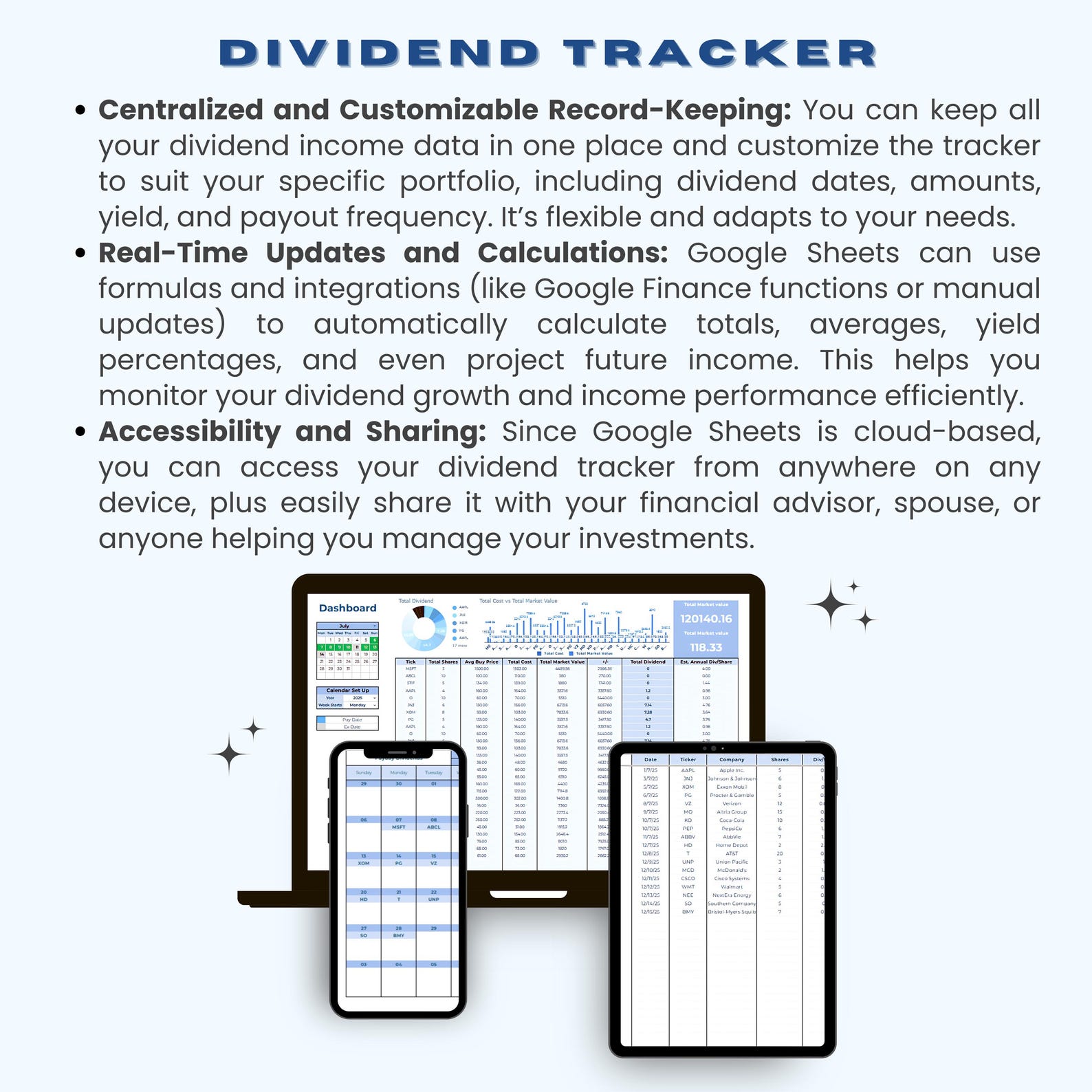 Dividend Tracker Google Sheet Template: PLR Master Resell Rights - Etsy