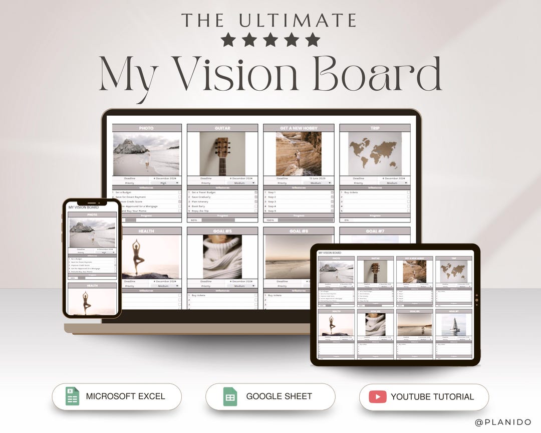 PLR Vision Board 2026 Template | Goal Planner Printable | Vision Board ...