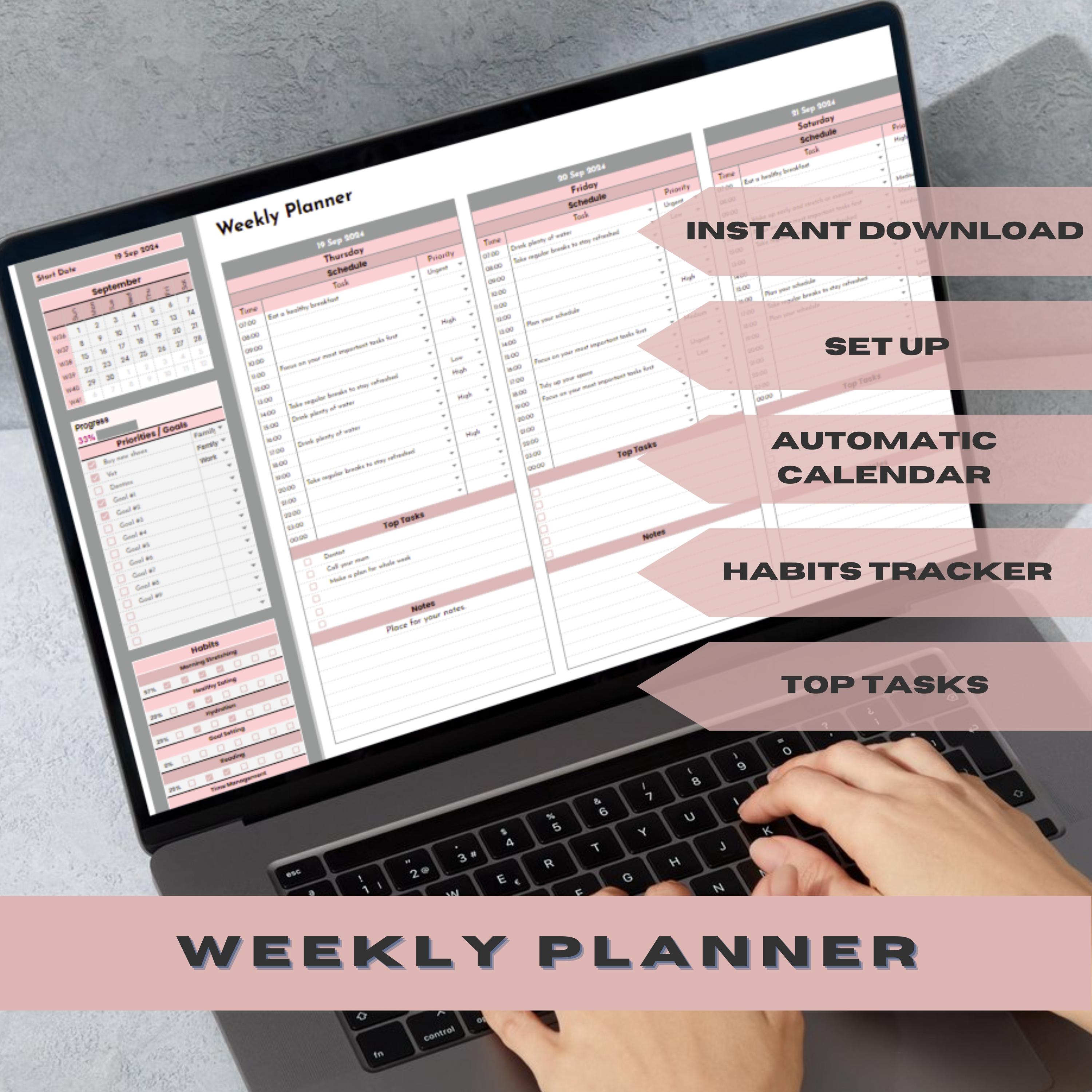 PLR Weekly Planner Spreadsheet Master Resell Rights Planner PLR Digital ...