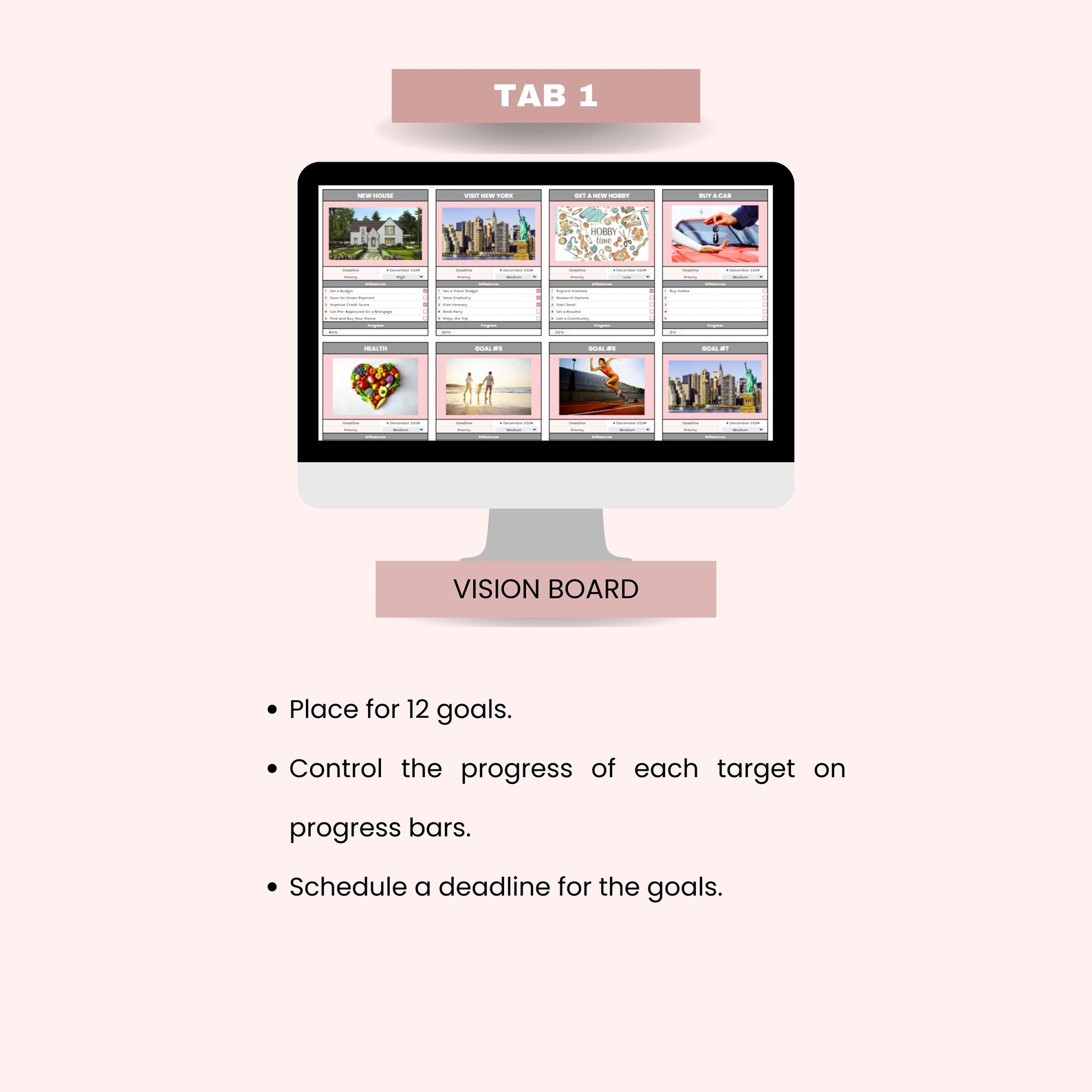 PLR Vision Board Goal Planner: Google Sheets Tracker (master Resell ...