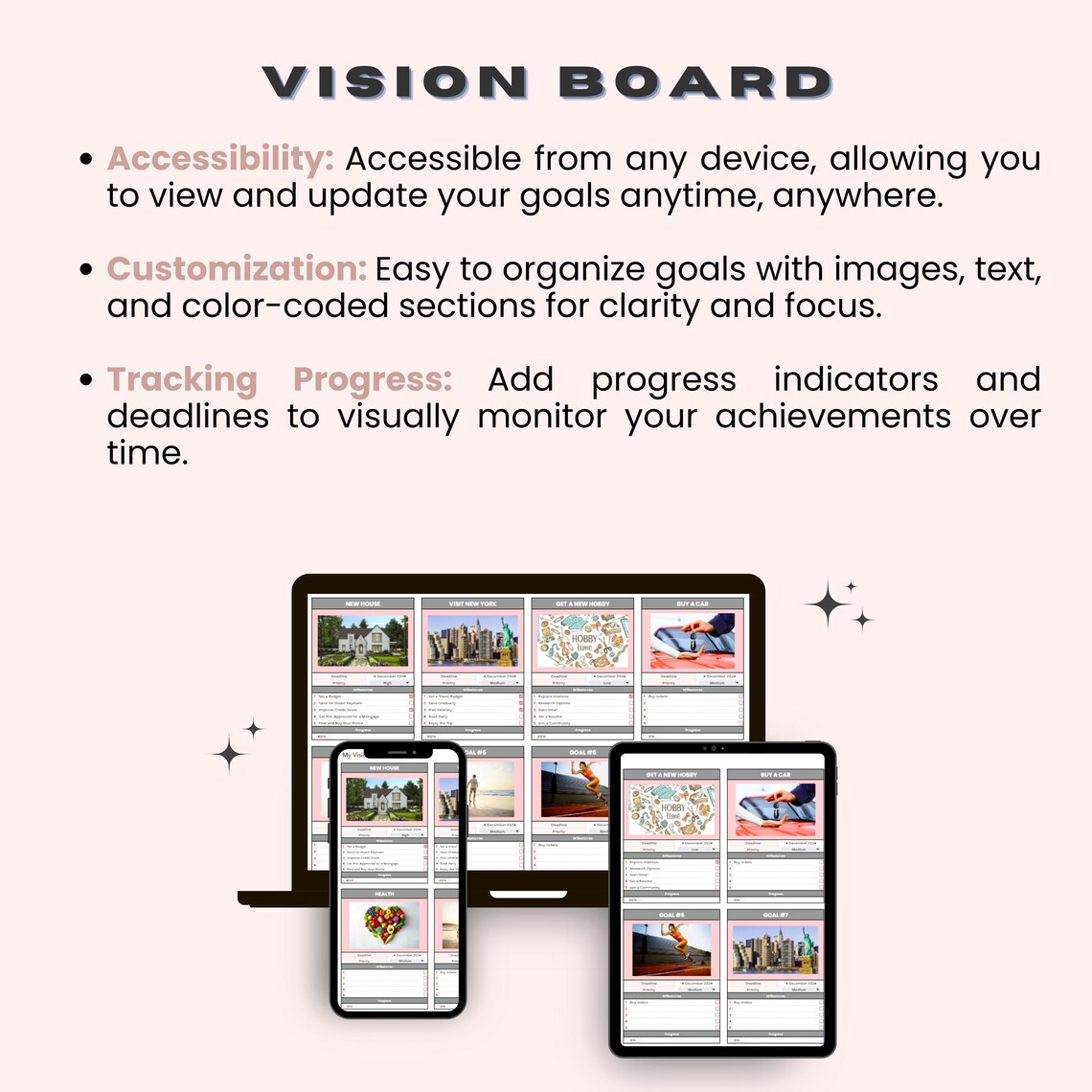 PLR Vision Board Goal Planner: Google Sheets Tracker (master Resell ...