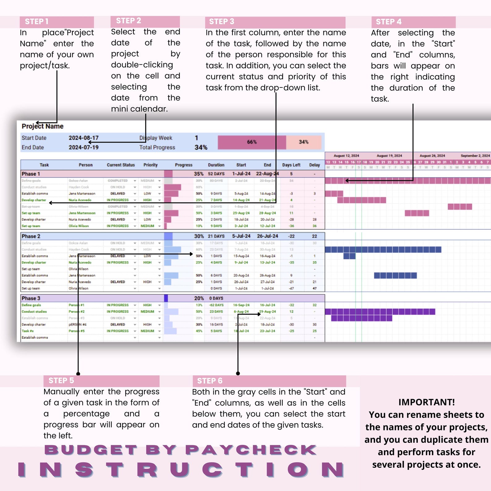 PLR Gantt Chart Spreadsheet Google Sheet Plr Template Plr Google ...