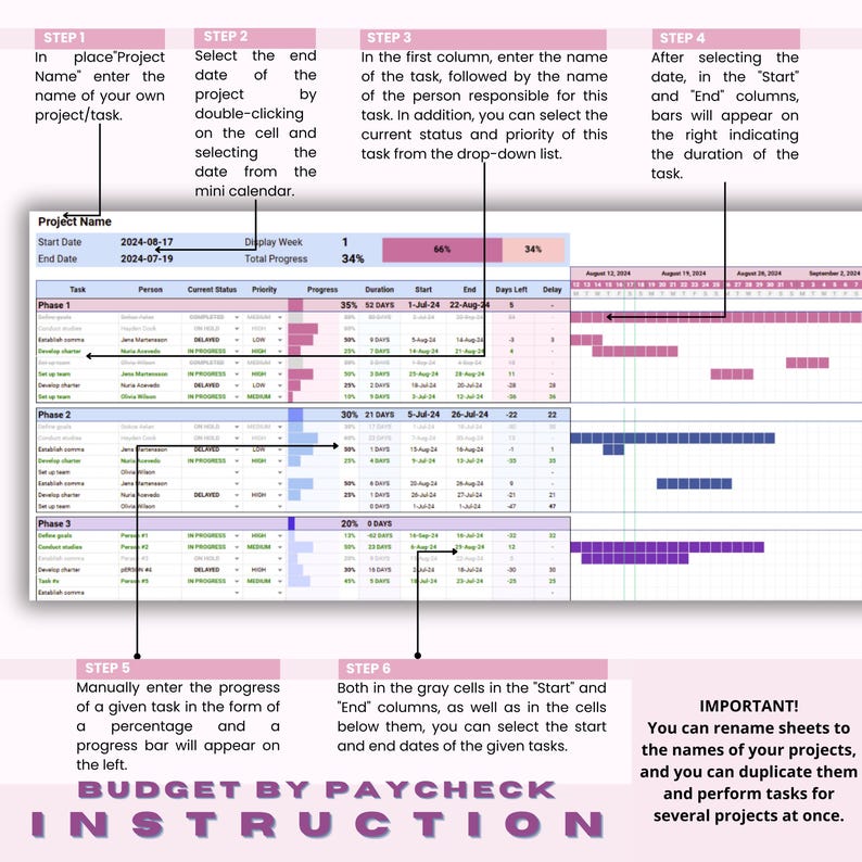 PLR Gantt Chart Spreadsheet Google Sheet Plr Template Plr Google Spreadsheets Master Resell ...
