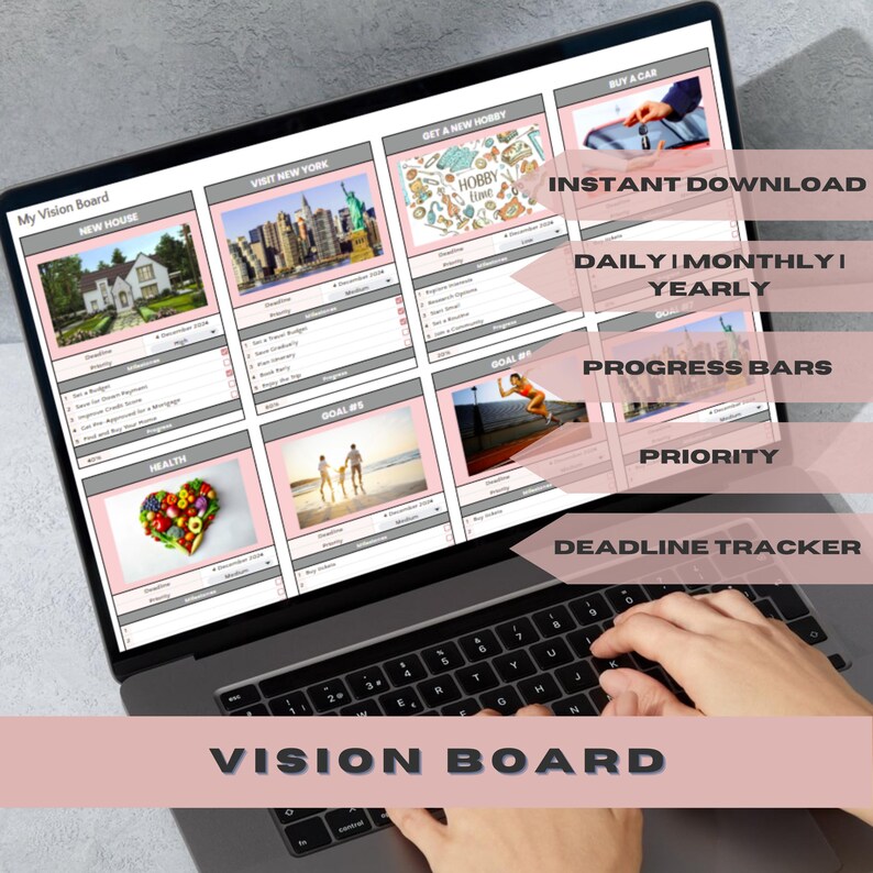PLR Vision Board Goal Planner: Google Sheets Tracker (master Resell ...