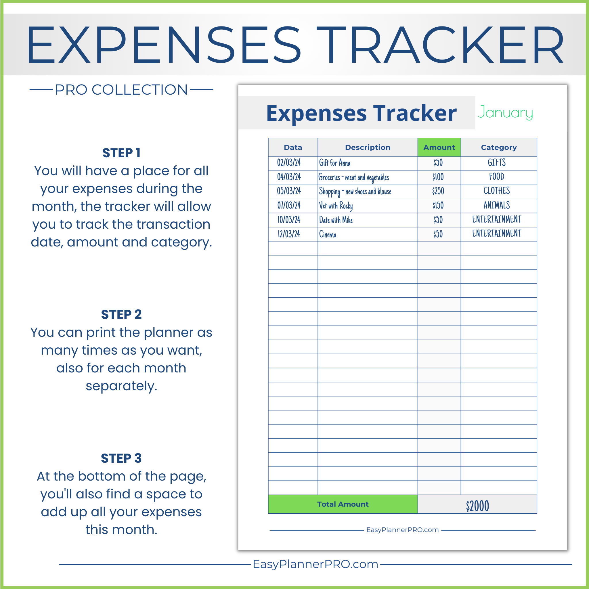 Printable Expenses Tracker, Budget Planner Pdf, Expenses Tracker ...