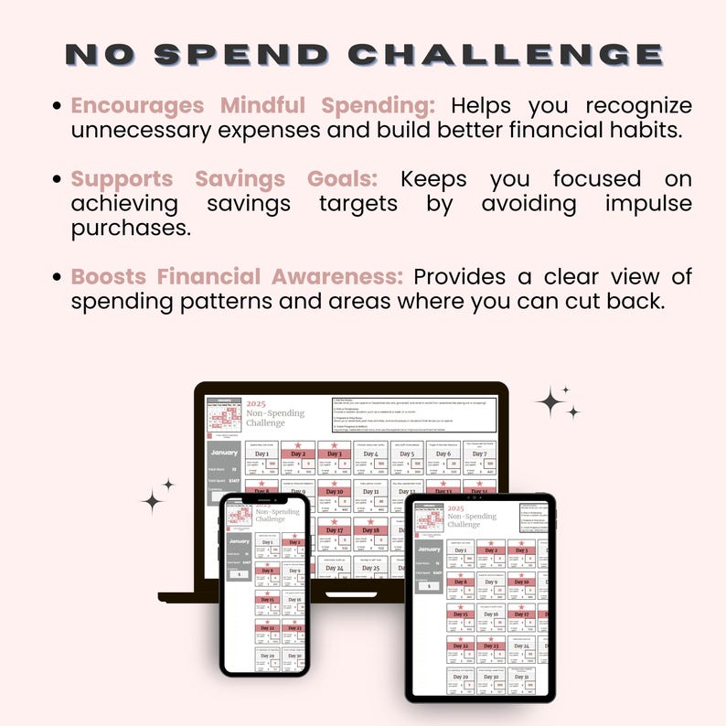 No Spend Tracker: Money Challenge Planner (PLR Digital Product) - Etsy