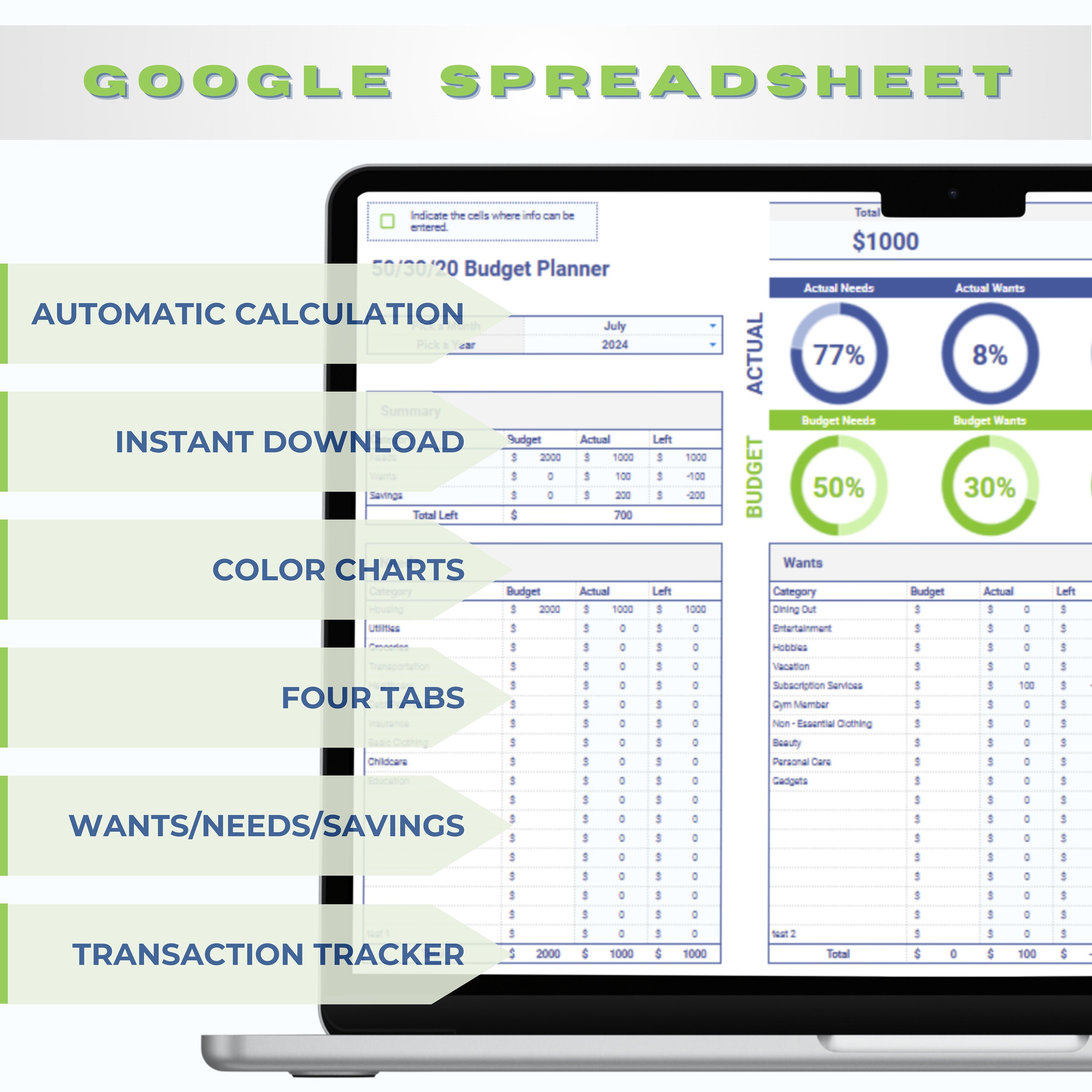 PLR 50/30/20 Budget Planner PLR Google Sheet Monthly Budget PLR ...
