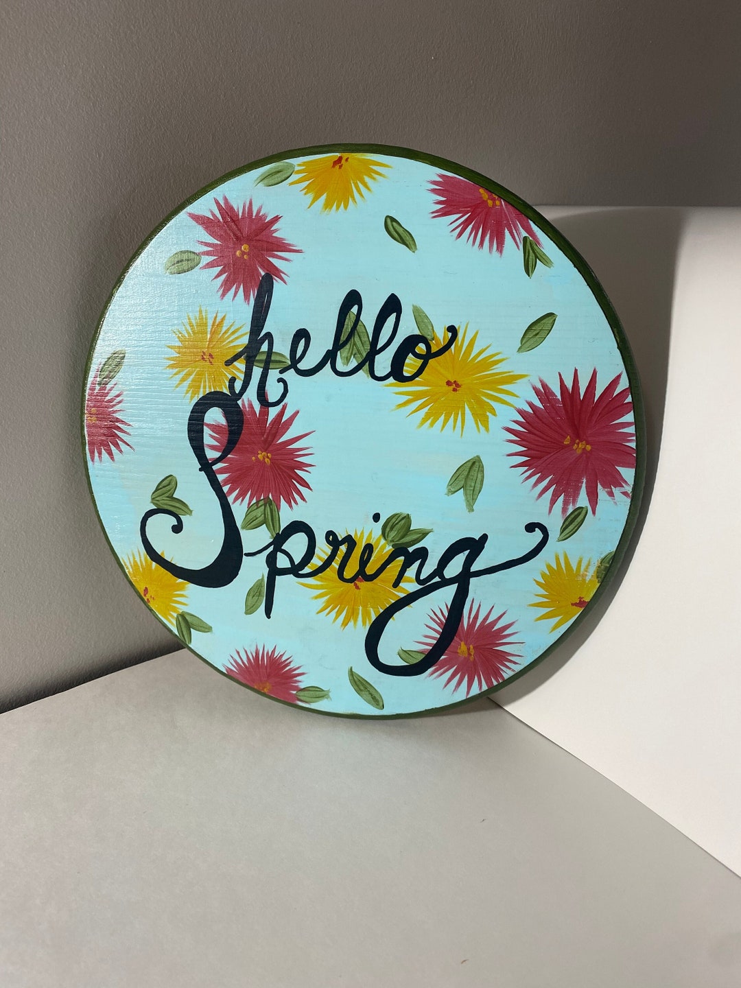 Wooden Hello Spring Wall Sign - Etsy