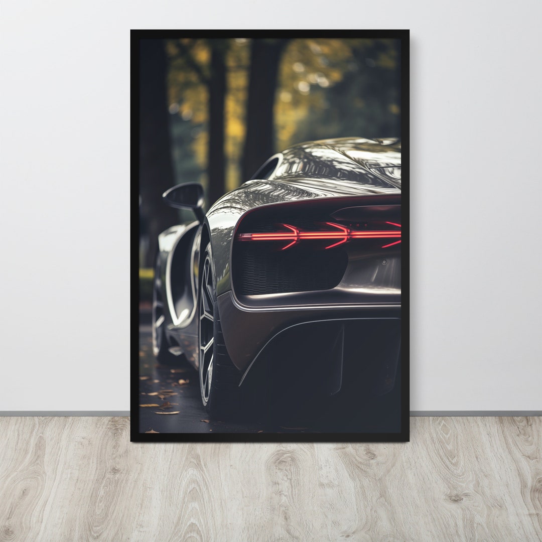 Bugatti Chiron Poster Premium Car Illustration in Modern Frame: Ideal ...
